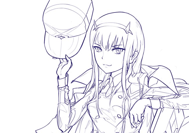 55+ Desenhos do Zero Two para Imprimir e Colorir/Pintar