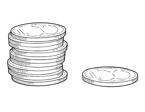 45+ Desenhos de Moedas para Imprimir e Colorir/Pintar