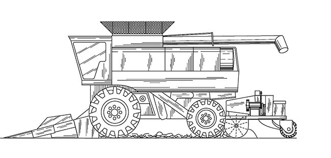 15+ Desenhos de Colheitadeiras para Imprimir e Colorir