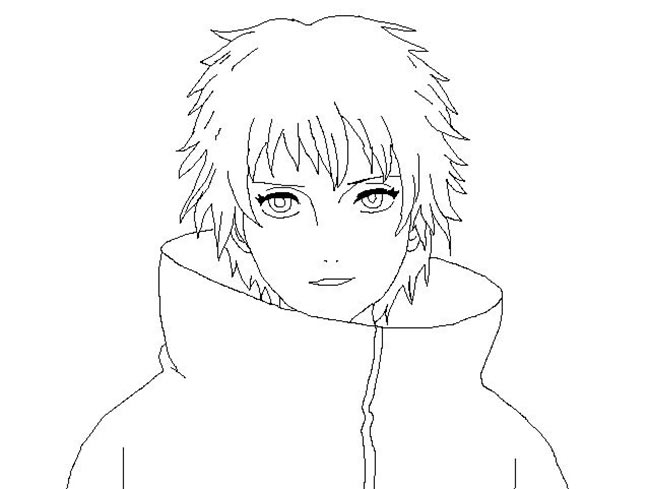 Sasori Human Puppet Sketch Coloring Page