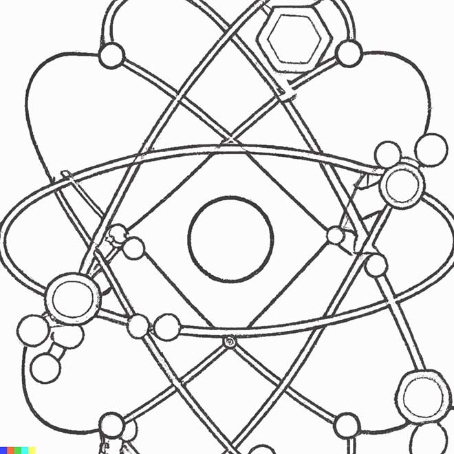 25+ Desenhos de Átomo para Imprimir e Colorir/Pintar