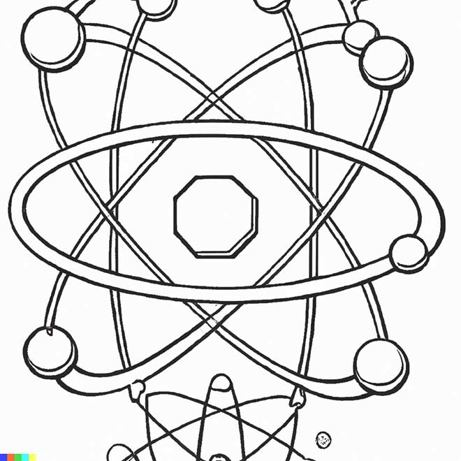 25+ Desenhos de Átomo para Imprimir e Colorir/Pintar