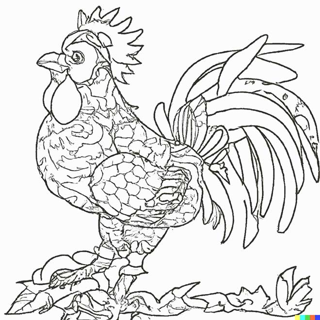 21+ Desenhos de Galo para Imprimir e Colorir/Pintar
