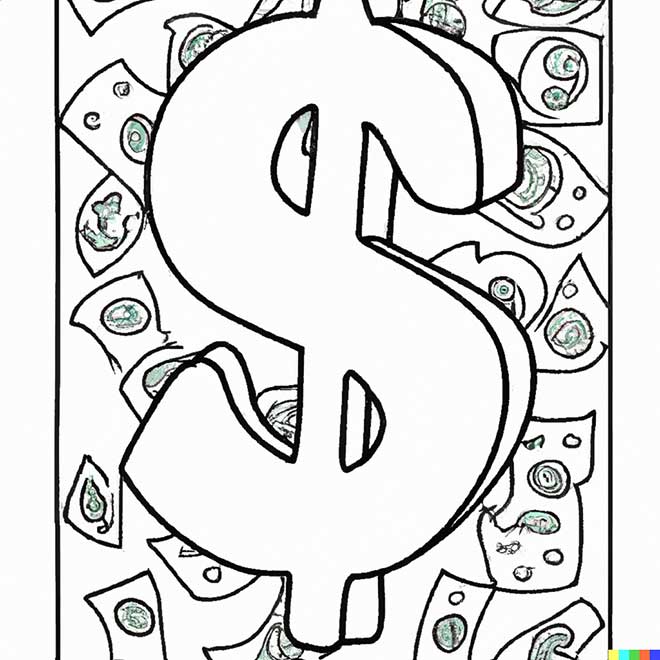 25+ Desenhos de Dólar para Imprimir e Colorir/Pintar