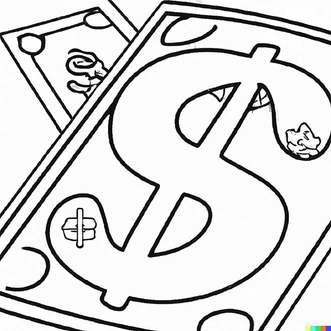 25+ Desenhos de Dólar para Imprimir e Colorir/Pintar