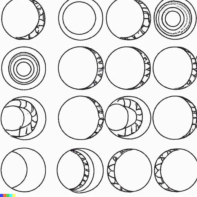 25+ Desenhos de Fases da Lua para Imprimir e Colorir/Pintar