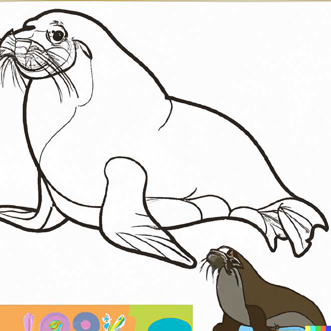 21+ Desenhos do Leão Marinho para Imprimir e Colorir/Pintar