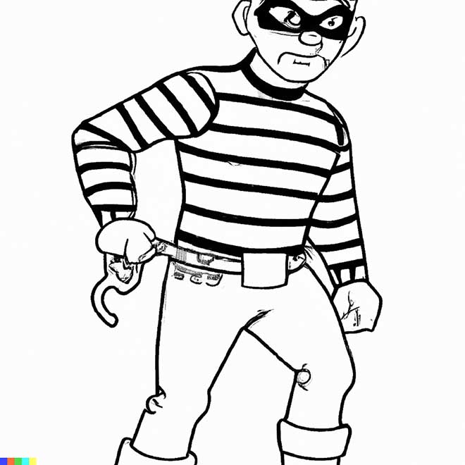 31+ Desenhos de Ladrão para Imprimir e Colorir/Pintar