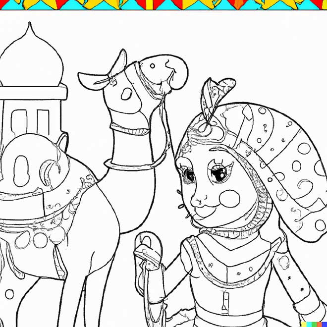 22+ Desenhos de Árabes para Imprimir e Colorir/Pintar