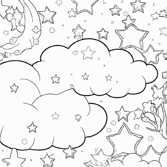 40+ Desenhos de Céu Estrelado para Imprimir e Colorir/Pintar