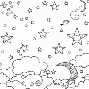40+ Desenhos de Céu Estrelado para Imprimir e Colorir/Pintar