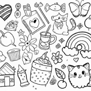 40+ Desenhos de Coisas Fofas para Imprimir e Colorir/Pintar