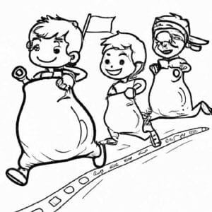 40+ Desenhos de Corrida de Saco para Imprimir e Colorir/Pintar