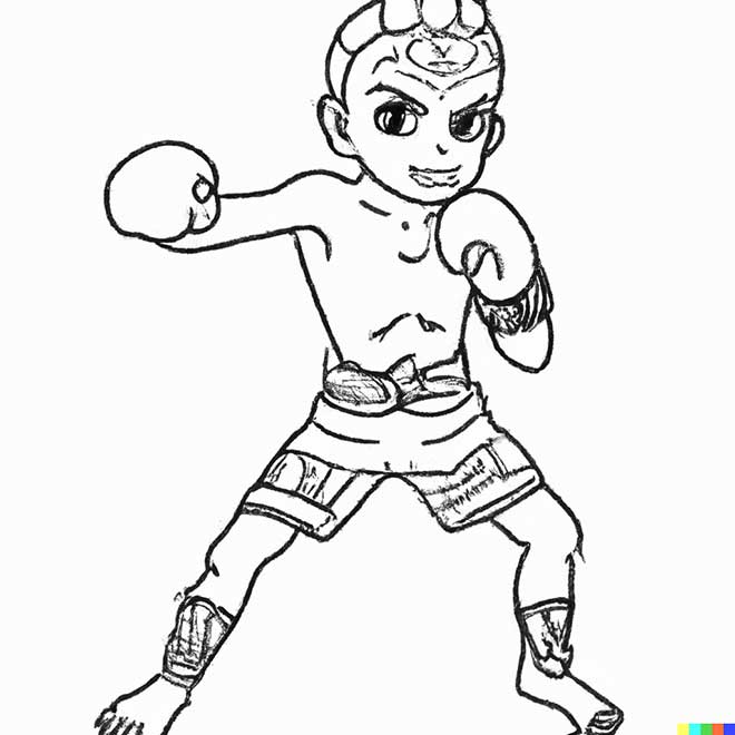 15+ Desenhos de Muay Thai para Imprimir e Colorir/Pintar