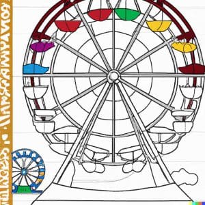 15+ Desenhos de Roda Gigante para Imprimir e Colorir/Pintar