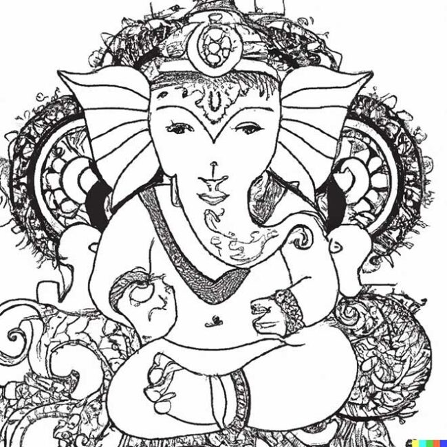 15+ Desenhos de Ganesha para Imprimir e Colorir/Pintar