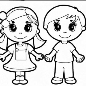 40+ Desenhos de Menino e Menina para Imprimir e Colorir/Pintar