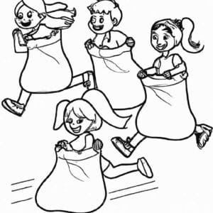 40+ Desenhos de Corrida de Saco para Imprimir e Colorir/Pintar
