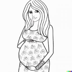 21+ Desenhos de Grávida para Imprimir e Colorir/Pintar