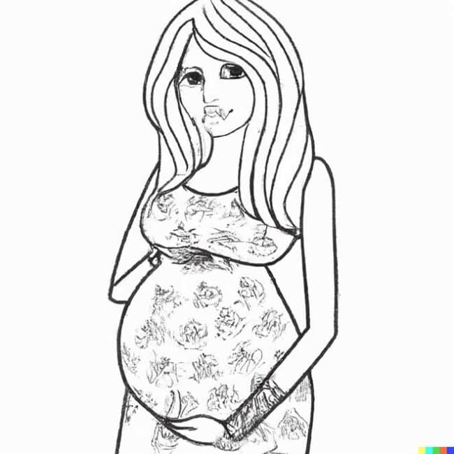 21+ Desenhos de Grávida para Imprimir e Colorir/Pintar