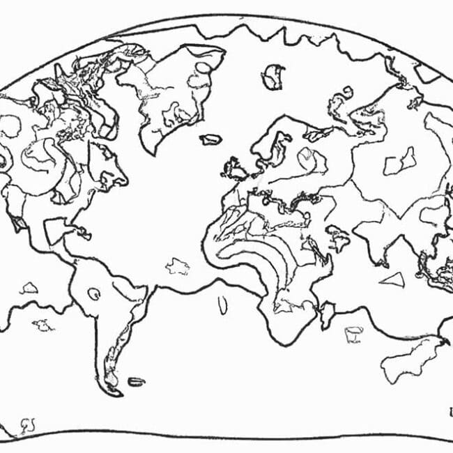 35+ Desenhos de Mapa Mundi para Imprimir e Colorir/Pintar