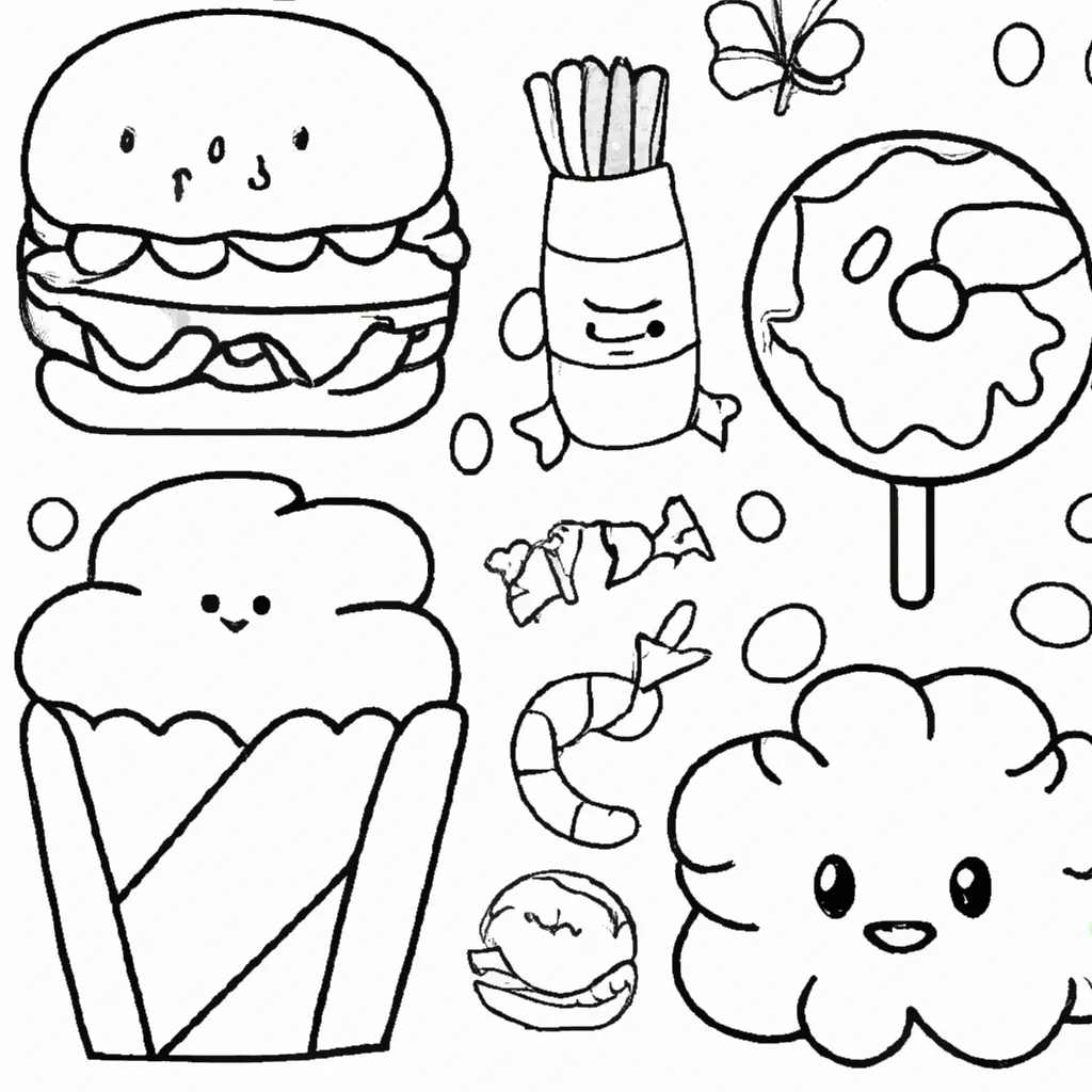 40+ Desenhos de Comidas Fofas para Imprimir e Colorir/Pintar