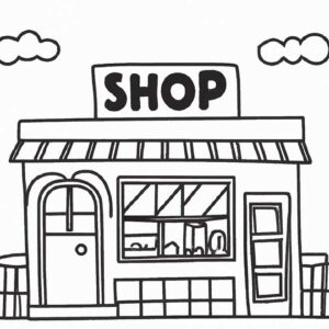 40+ Desenhos de Loja para Imprimir e Colorir/Pintar (Grátis)