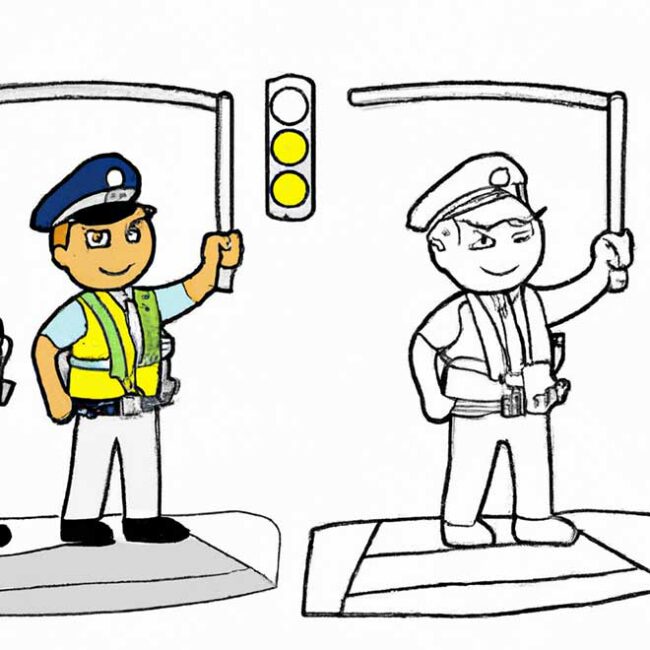 40+ Desenhos de Guarda de Trânsito para Imprimir e Colorir/Pintar