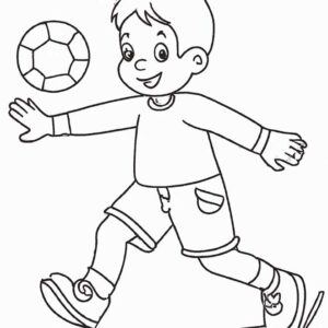 40+ Desenhos de Menino Jogando Bola para Imprimir e Colorir/Pintar