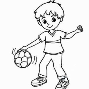 40+ Desenhos de Menino Jogando Bola para Imprimir e Colorir/Pintar