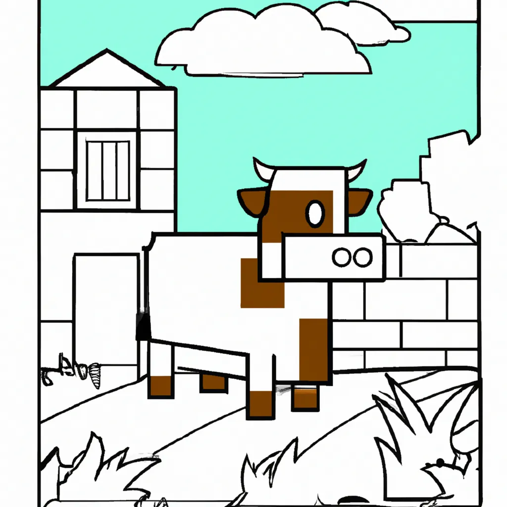 Vaca do Minecraft: Desenhos para Colorir e Imprimir!