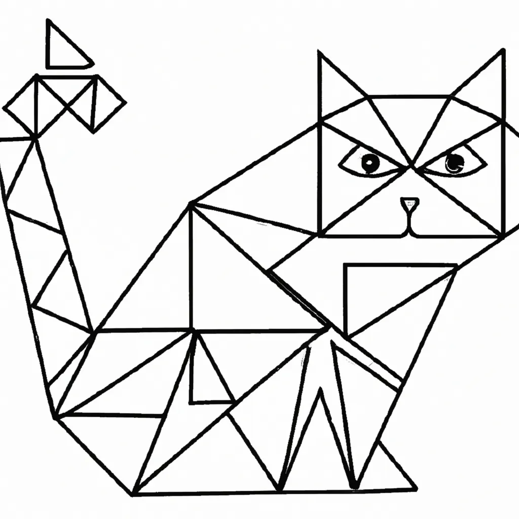 Tangram de Gato: Desenhos para Imprimir e Colorir!