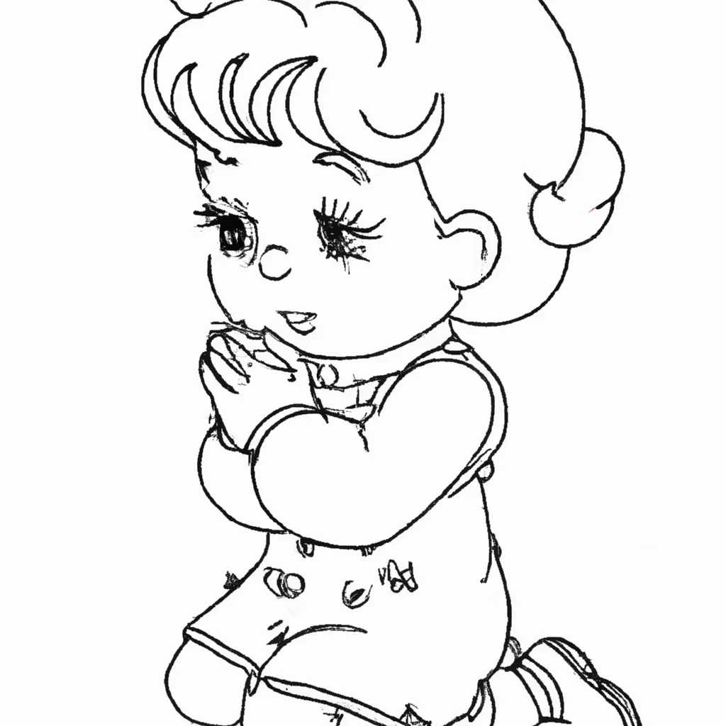 Menina Orando Para Colorir
