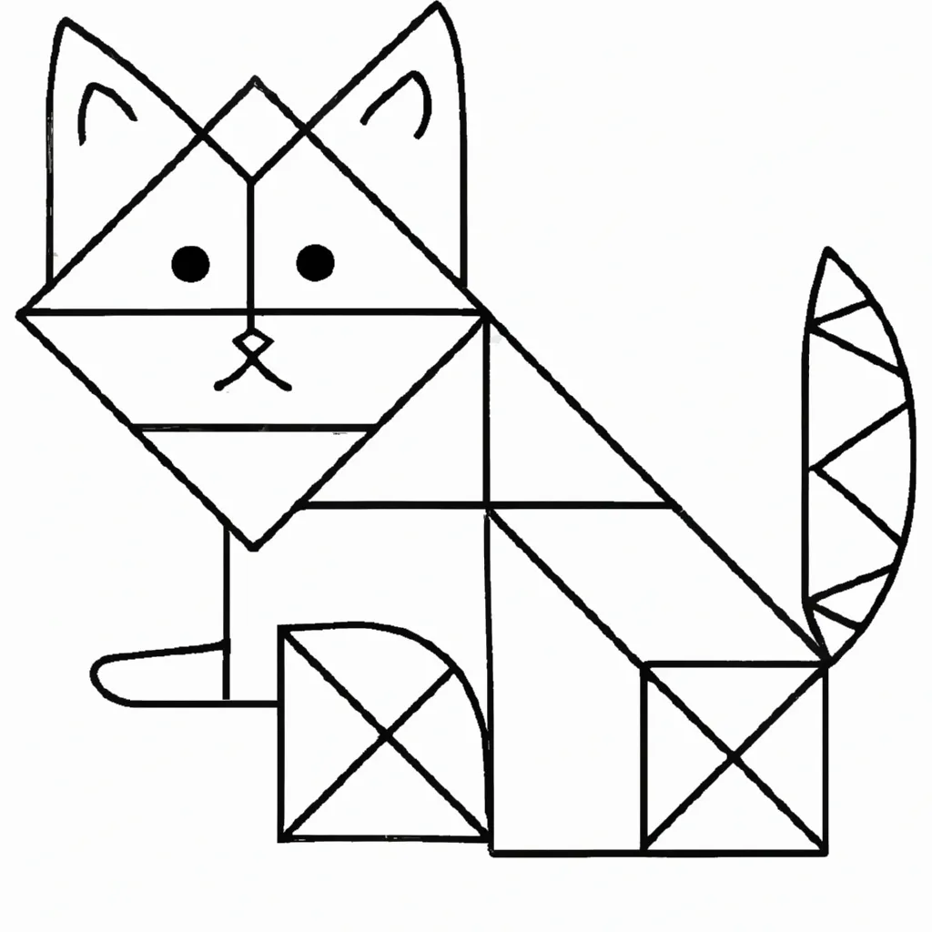 Tangram de Gato: Desenhos para Imprimir e Colorir!