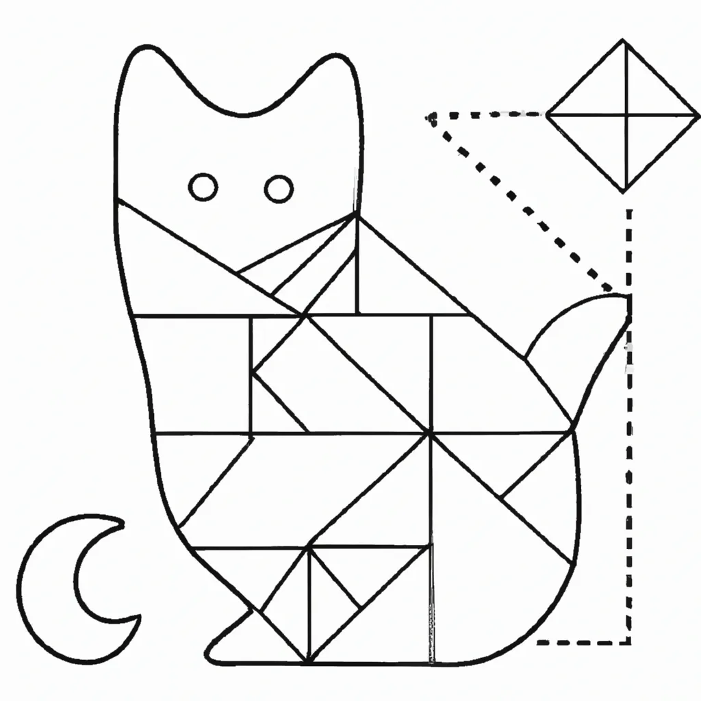 Tangram de Gato: Desenhos para Imprimir e Colorir!