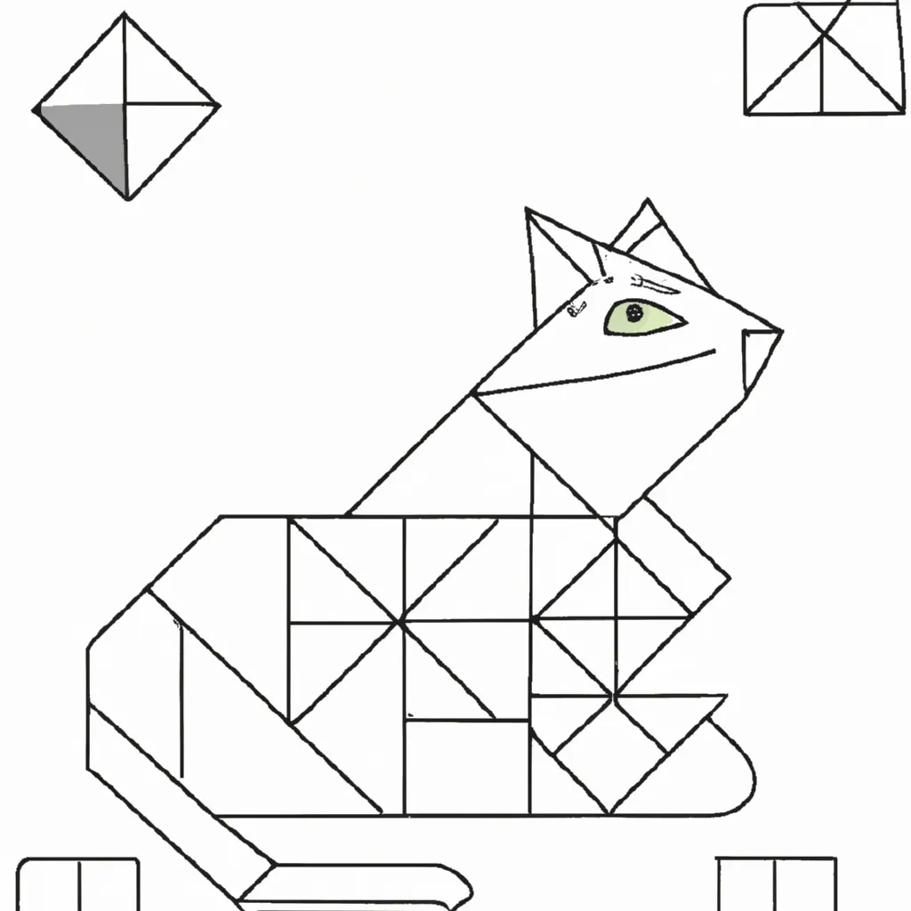 Tangram de Gato: Desenhos para Imprimir e Colorir!