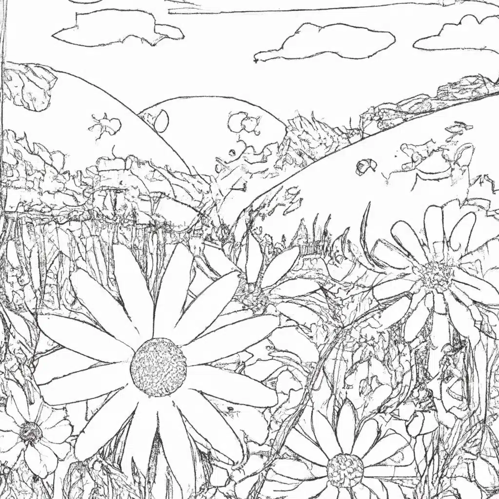 7 Desenhos de Campo Florido para Imprimir e Colorir