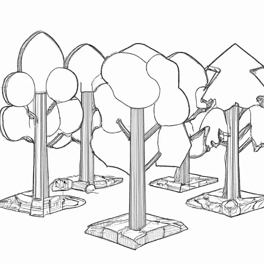7 Desenhos de Árvores em 3D para Imprimir e Colorir!