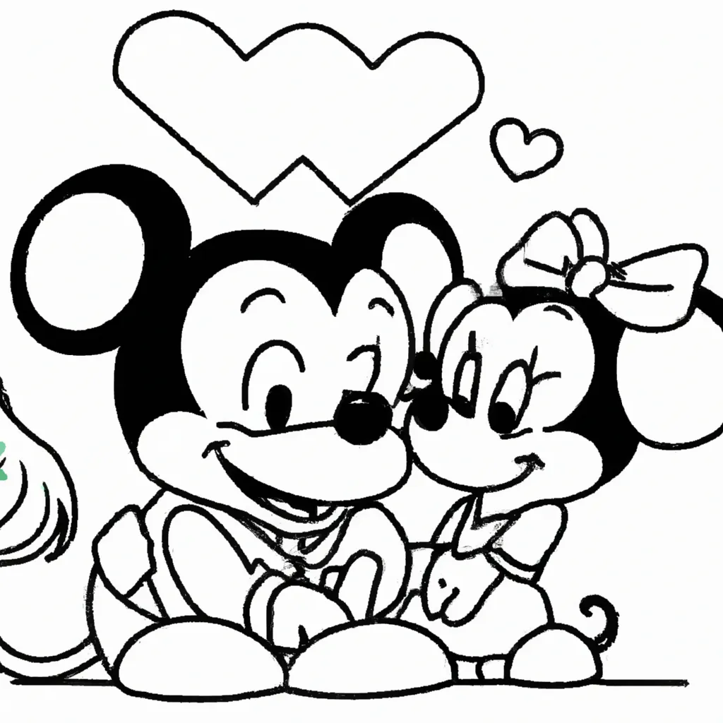 Disney: Mickey e Minnie Apaixonados para Imprimir e Colorir