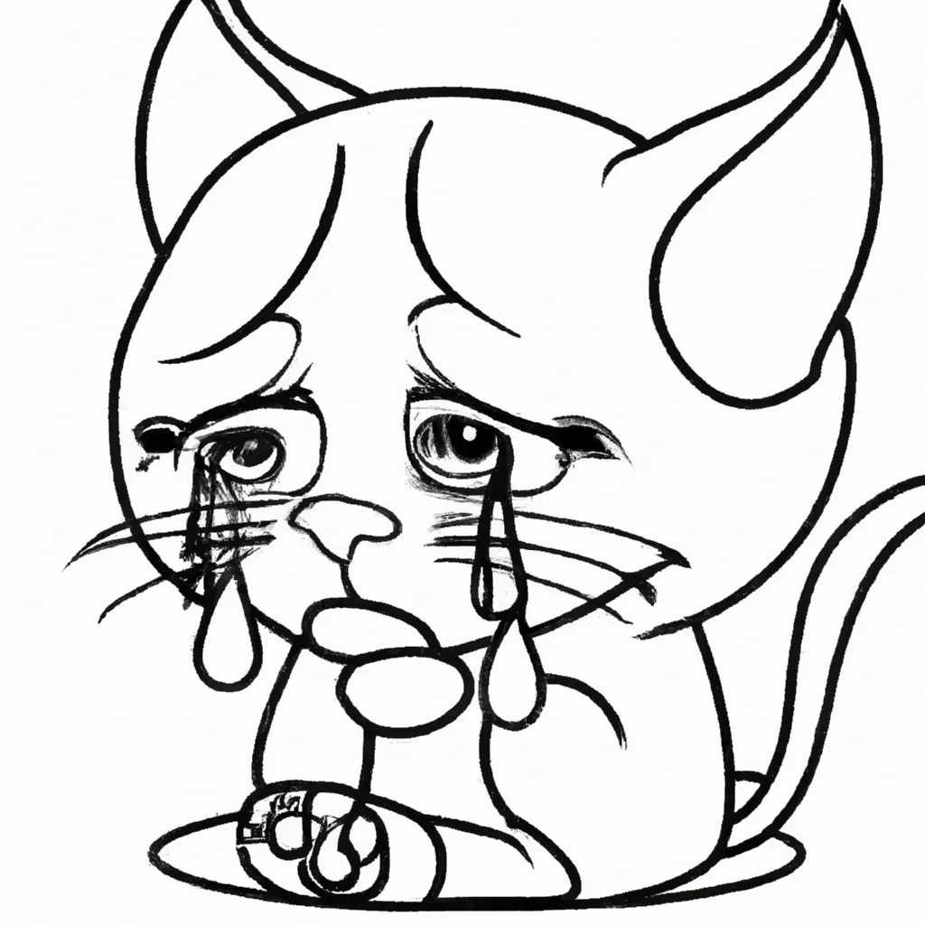 10 Lindos Desenhos de Gato Chorando para Imprimir e Colorir
