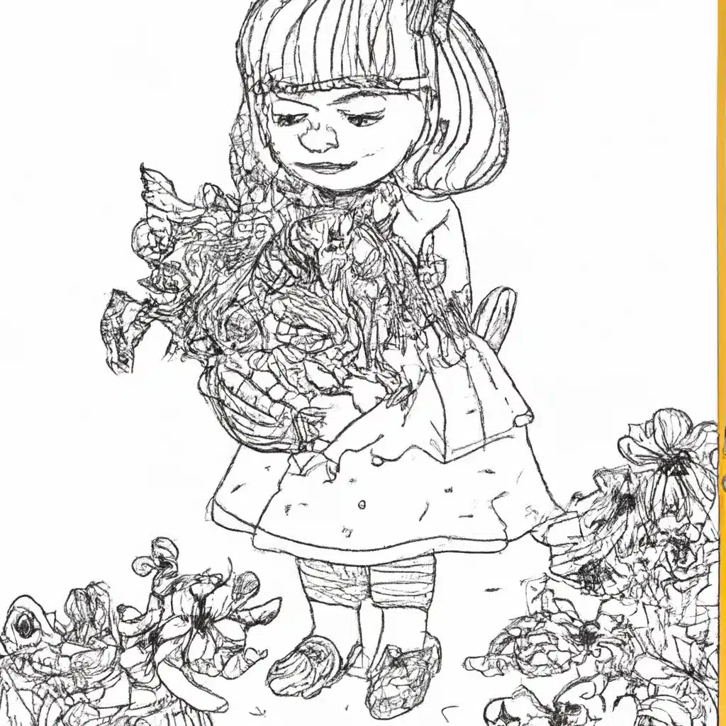 Encantadores Desenhos de Menina com Flores para Imprimir e Colorir