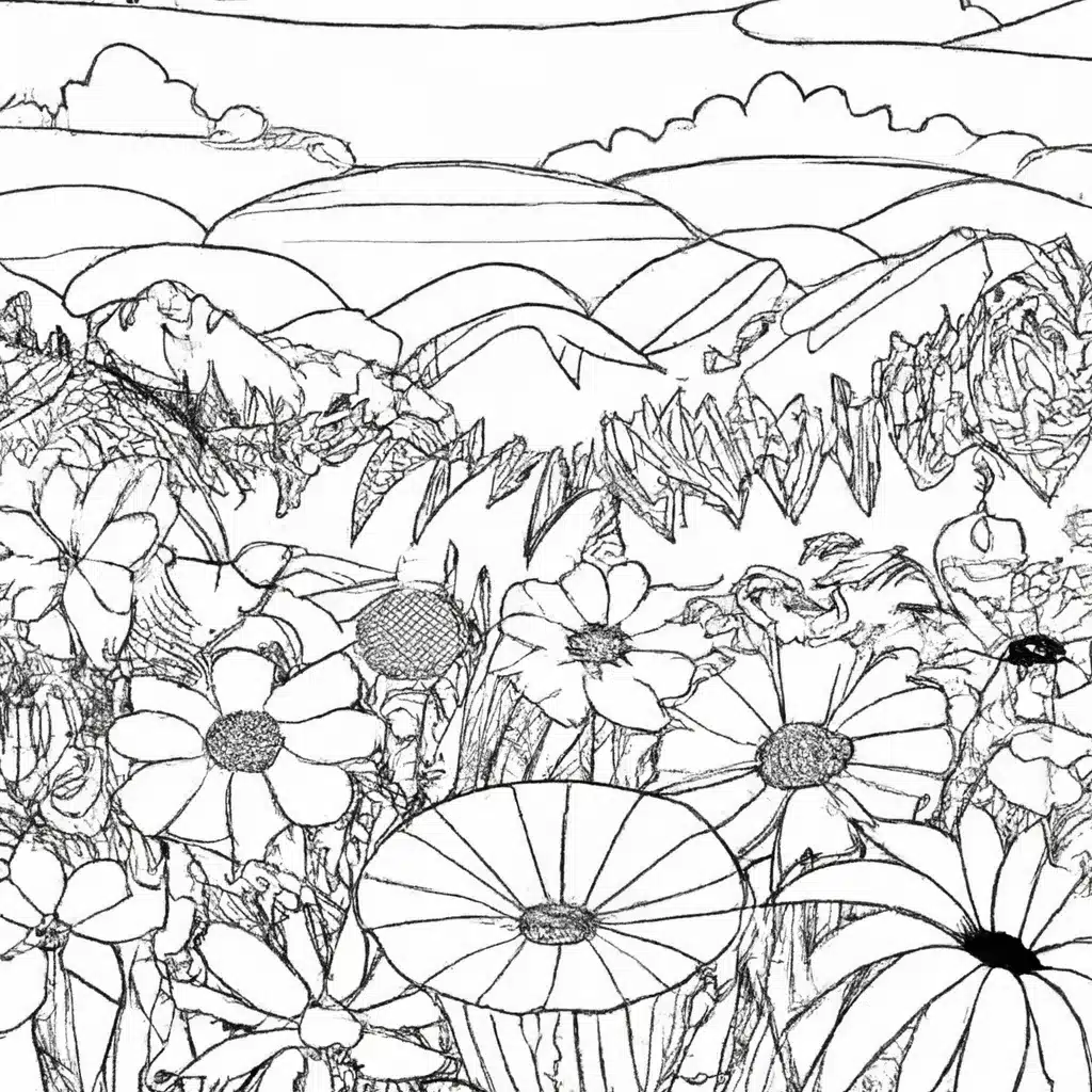 7 Desenhos de Campo Florido para Imprimir e Colorir