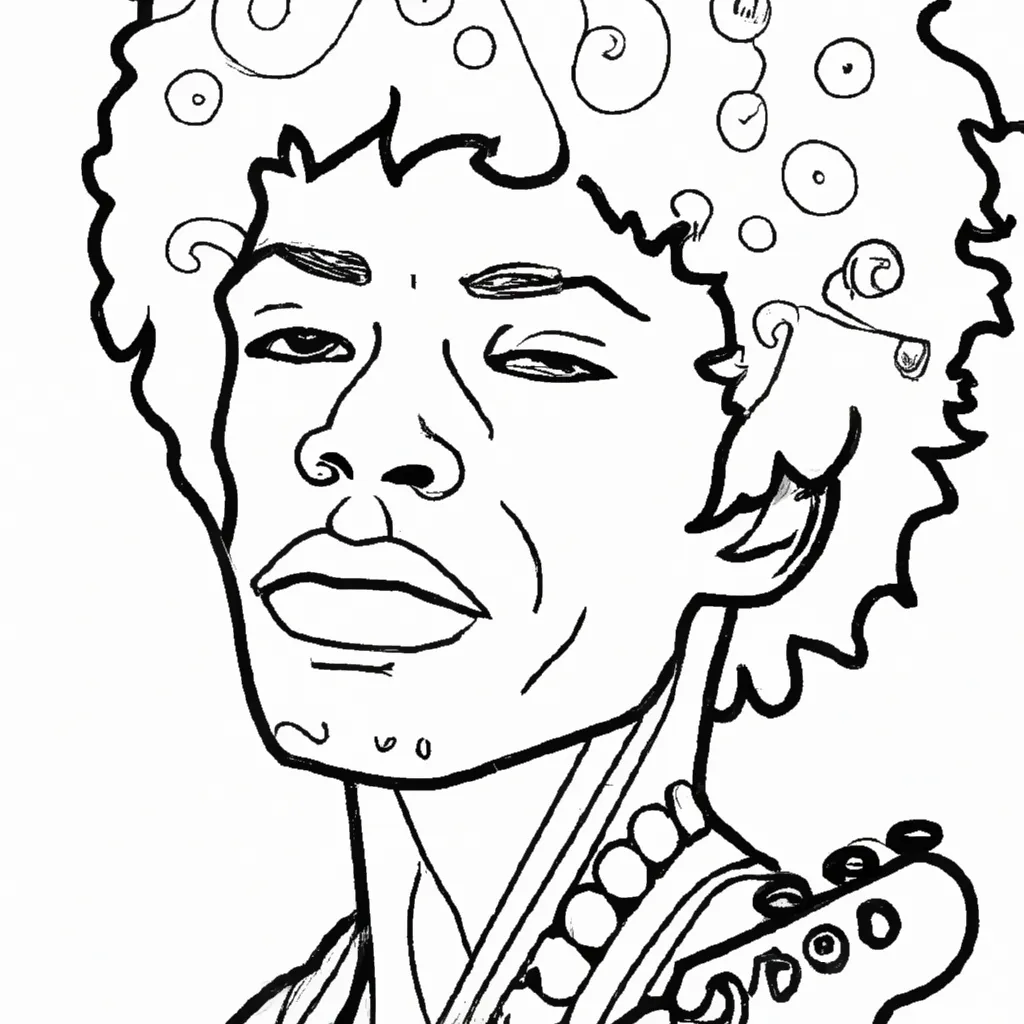 10 Desenhos de Jimi Hendrix para Imprimir e Colorir