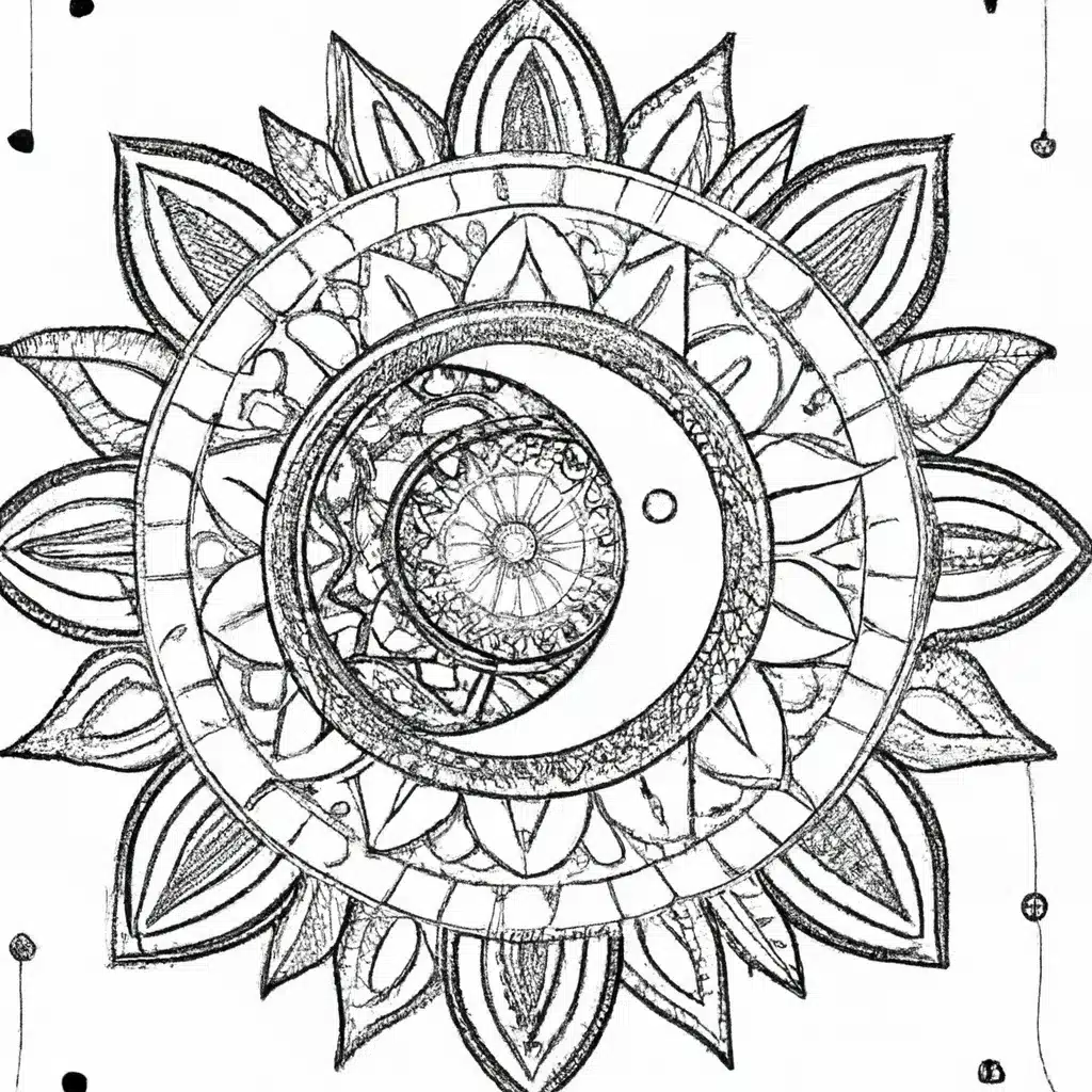 Criatividade com Mandala de Sol e Lua para Colorir