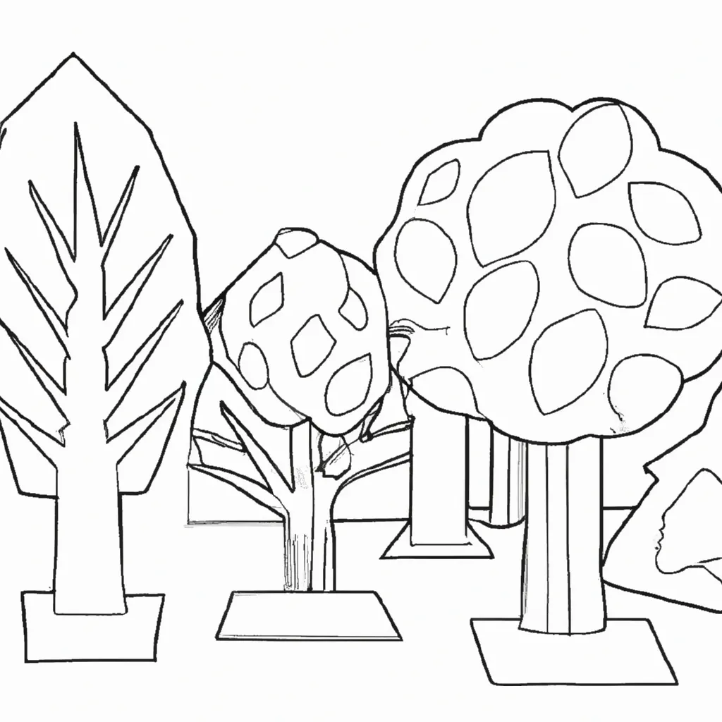 7 Desenhos de Árvores em 3D para Imprimir e Colorir!