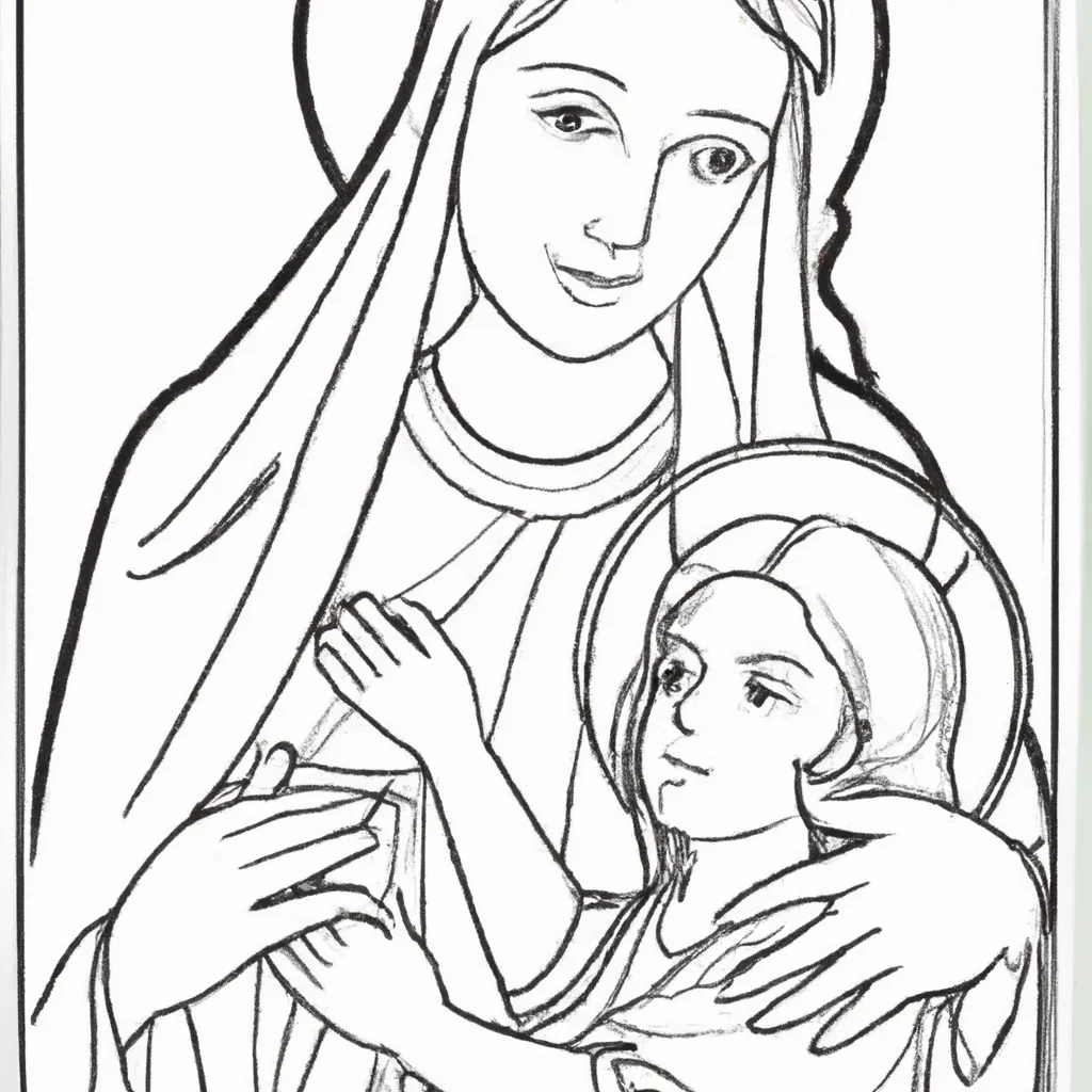 Desenhos de Maria com Jesus para Colorir