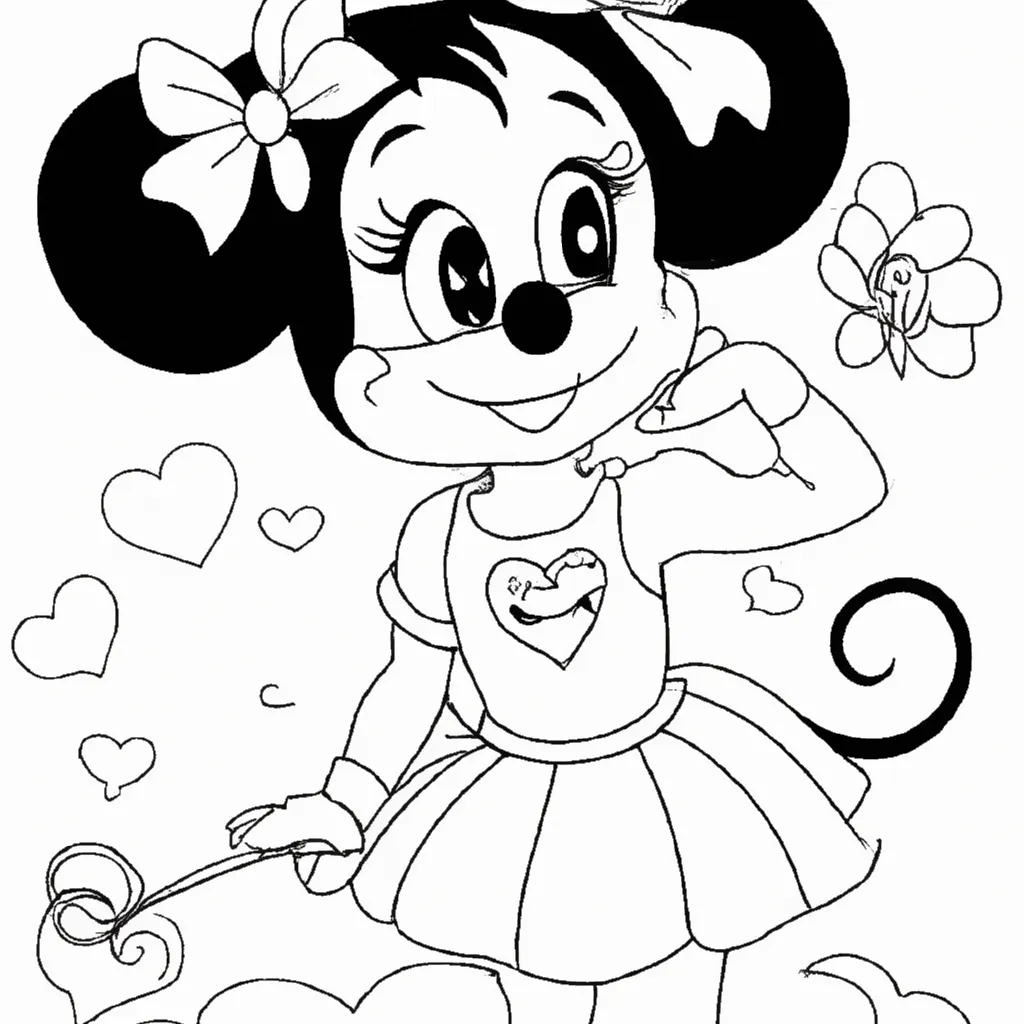 10 Desenhos de Minnie Apaixonada para Imprimir e Colorir