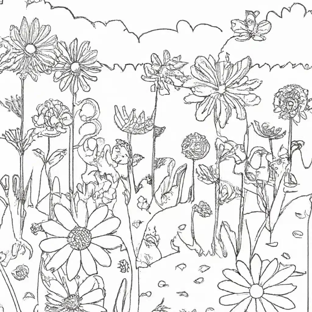 7 Desenhos de Campo Florido para Imprimir e Colorir