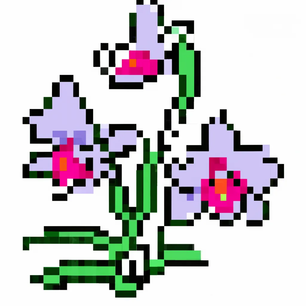Pixel Art de Orquídeas para Colorir