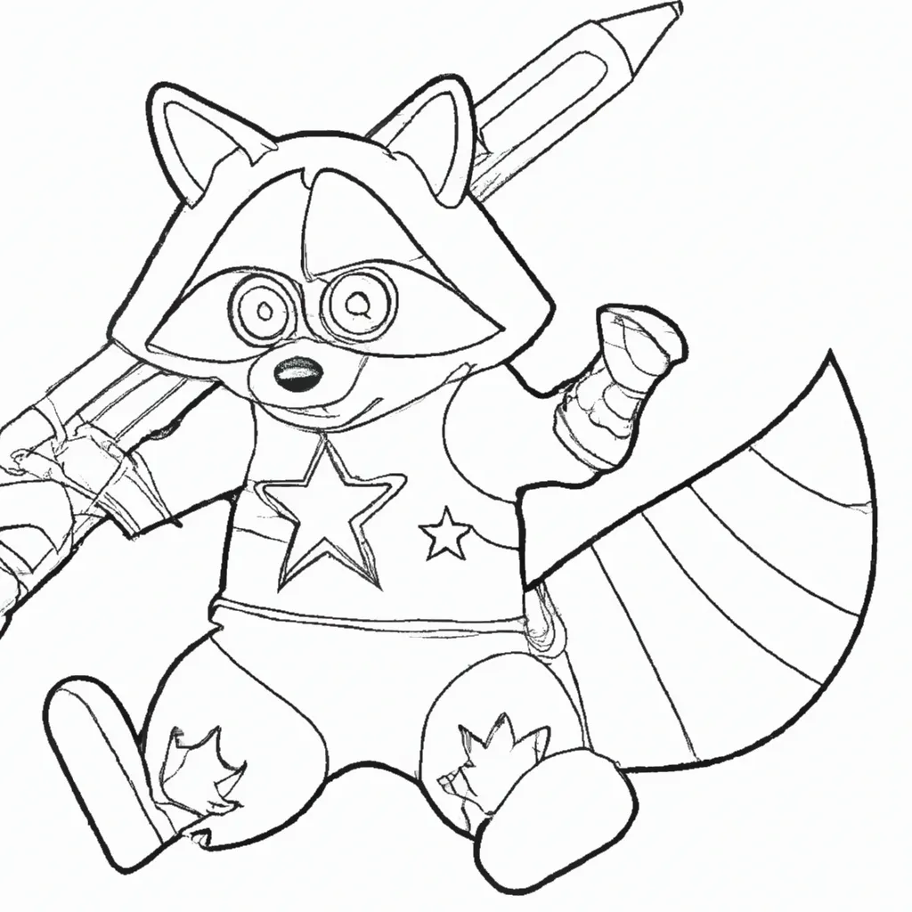 10 Desenhos de Rocket Raccoon para Imprimir e Colorir